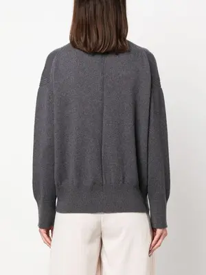 BARRIE Iconic V-neck Cashmere Cardigan - Grey