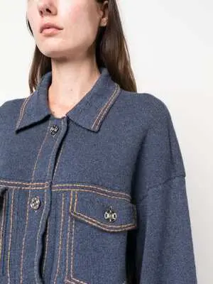 BARRIE Contrast-stitching Denim-effect Jacket - Blue