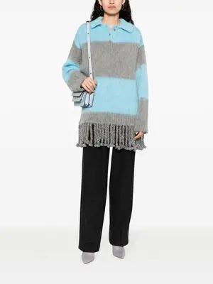 Etro Fringed-edge Sweater Minidress - Grey