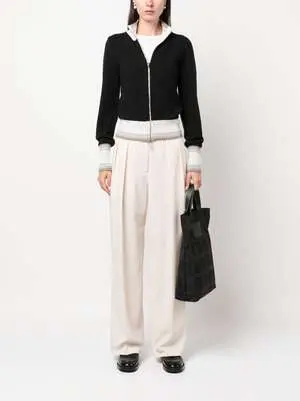 BARRIE Mottled Zip-up Cashmere Cardigan - Black