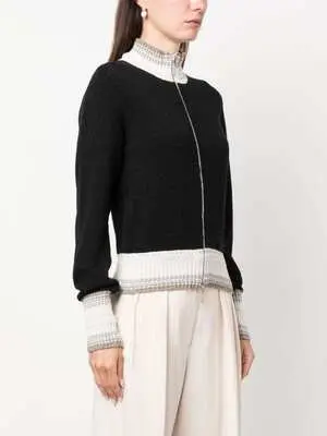 BARRIE Mottled Zip-up Cashmere Cardigan - Black