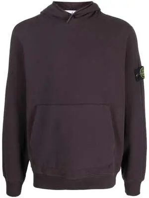 Stone Island Compass-patch Cotton Hoodie - Purple