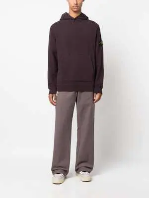 Stone Island Compass-patch Cotton Hoodie - Purple