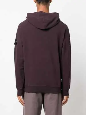 Stone Island Compass-patch Cotton Hoodie - Purple