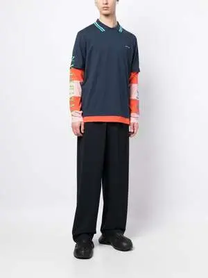 BOTTER Layered-effect Logo-embroidered T-shirt - Blue