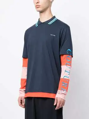 BOTTER Layered-effect Logo-embroidered T-shirt - Blue