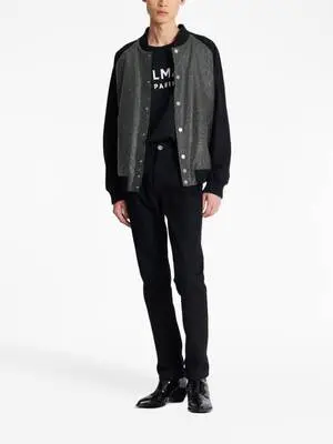Balmain Crystal-embellished Straight-leg Jeans - Black
