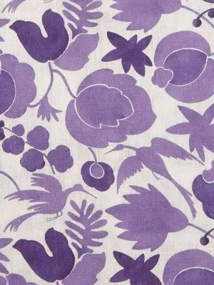 La DoubleJ Wildbird-print Linen Napkins - Purple