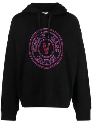 Versace Logo-print Cotton Hoodie - Black