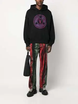 Versace Logo-print Cotton Hoodie - Black