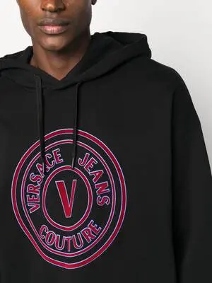 Versace Logo-print Cotton Hoodie - Black