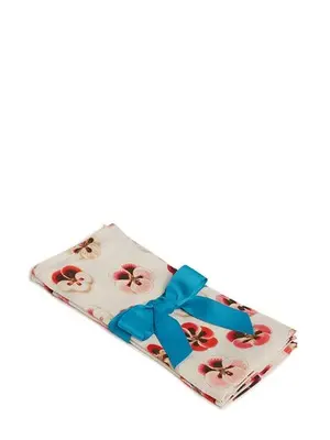 La DoubleJ Micro-pansy Print Linen Napkins - Neutrals