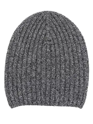 BARRIE Mélange-effect Ribbed-knit Cashmere Beanie - Blue