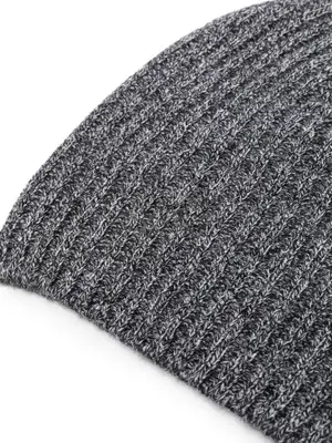 BARRIE Mélange-effect Ribbed-knit Cashmere Beanie - Blue