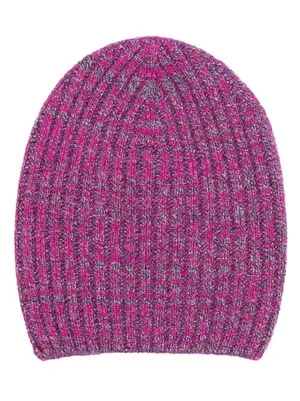 BARRIE Mélange-effect Ribbed-knit Cashmere Beanie - Pink