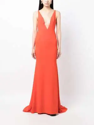 Alex Perry Plunge-neck Fishtail Gown