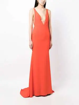Alex Perry Plunge-neck Fishtail Gown
