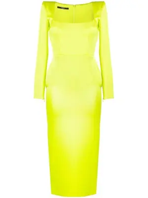 Alex Perry Square-neck Midi Dress - Green