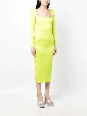 Alex Perry Square-neck Midi Dress - Green