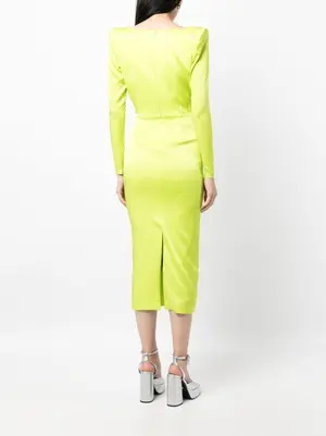 Alex Perry Square-neck Midi Dress - Green
