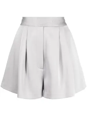 Alex Perry Pleated High-waisted Shorts - Grey