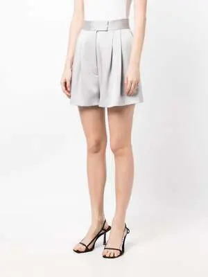 Alex Perry Pleated High-waisted Shorts - Grey