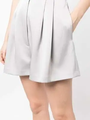 Alex Perry Pleated High-waisted Shorts - Grey