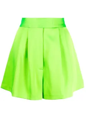 Alex Perry Pleated High-waisted Shorts - Green
