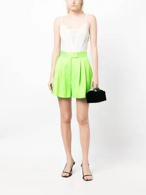 Alex Perry Pleated High-waisted Shorts - Green