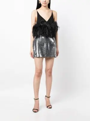 Alex Perry Sequin-embellished Mini Skirt - Silver