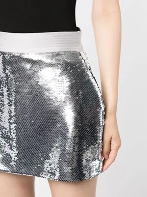 Alex Perry Sequin-embellished Mini Skirt - Silver