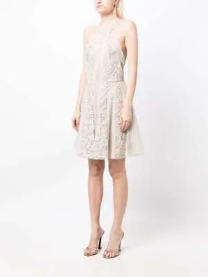 Elie Saab Bead-embellished Silk A-line Dress