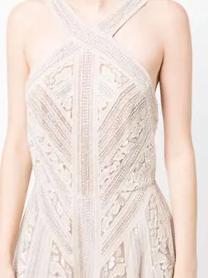 Elie Saab Bead-embellished Silk A-line Dress
