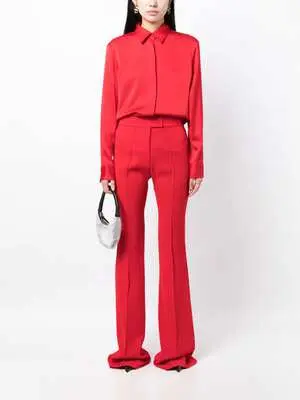 Alex Perry Satin Button-down Shirt - Red
