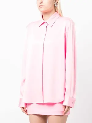 Alex Perry Satin Button-down Shirt - Pink