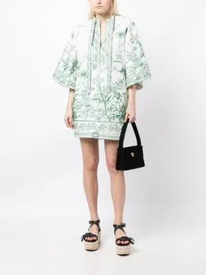 Elie Saab Embroidered Half-sleeves Dress