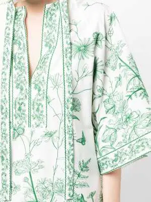 Elie Saab Embroidered Half-sleeves Dress