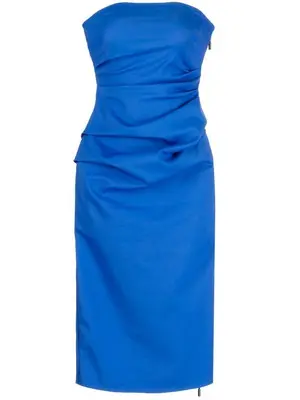 Maticevski Ruched Strapless Dress - Blue