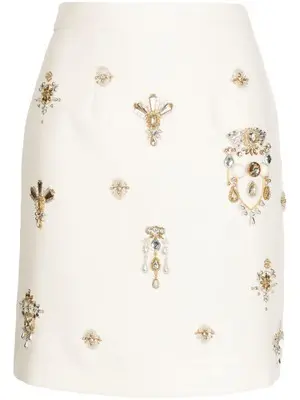Zuhair Murad Jewel-embellished Silk Miniskirt - White