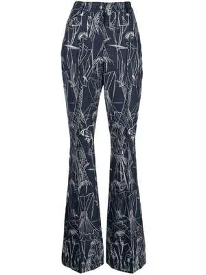 Akris Sketch-print Flared Jeans