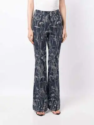 Akris Sketch-print Flared Jeans