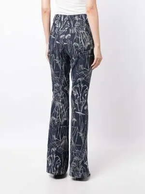 Akris Sketch-print Flared Jeans