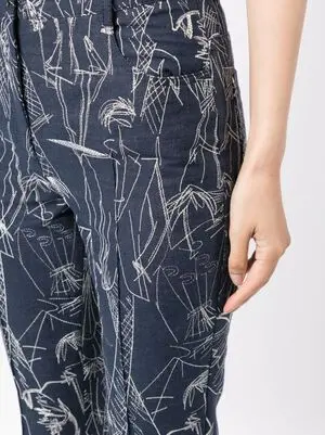 Akris Sketch-print Flared Jeans