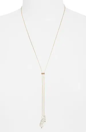 SET & STONES Elliatt Freshwater Pearl Lariat Necklace - Gold
