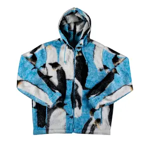 Supreme Penguins Hooded Fleece Jacket - Blue