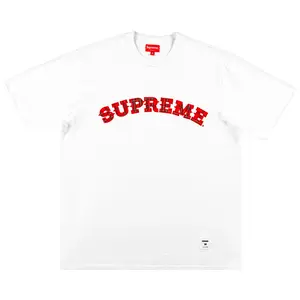 Supreme Plaid Appliqué Short-sleeve Top - White