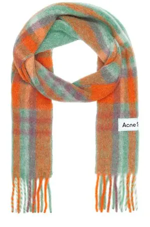 Acne Studios Acne Studios Striped Scarf In Orange Orange  Lilac  & Aqua Blue