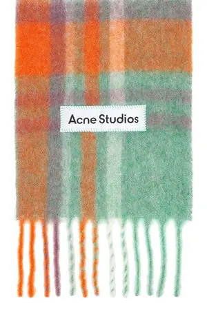 Acne Studios Striped Scarf In Orange