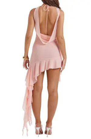 House Of Cb Charla Asymmetric Ruffle Detail Minidress