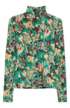 A.L.C. James Floral Print Turtleneck Top